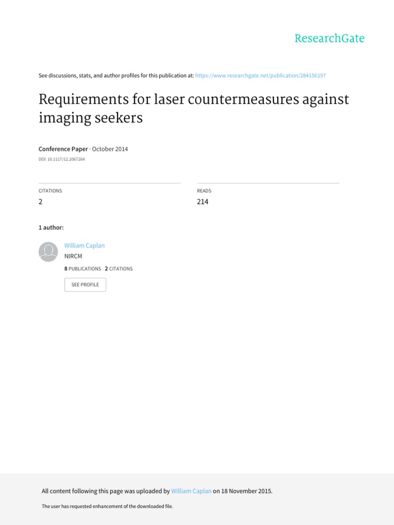 Requirements For Laser Countermeasures Against Imaging Seekers | PDF ...
