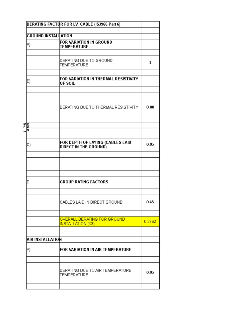 LV Cable Derating Factors Guide | PDF | Chemical Engineering ...