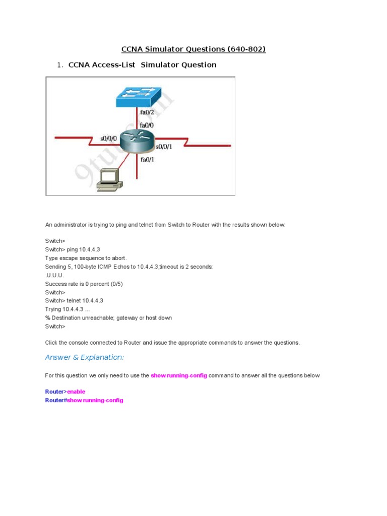 CCNA Simulator Questions | PDF | I Pv6 | Ip Address