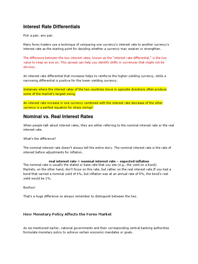 Interest Rate Differentials: How Monetary Policy Affects The Forex ...