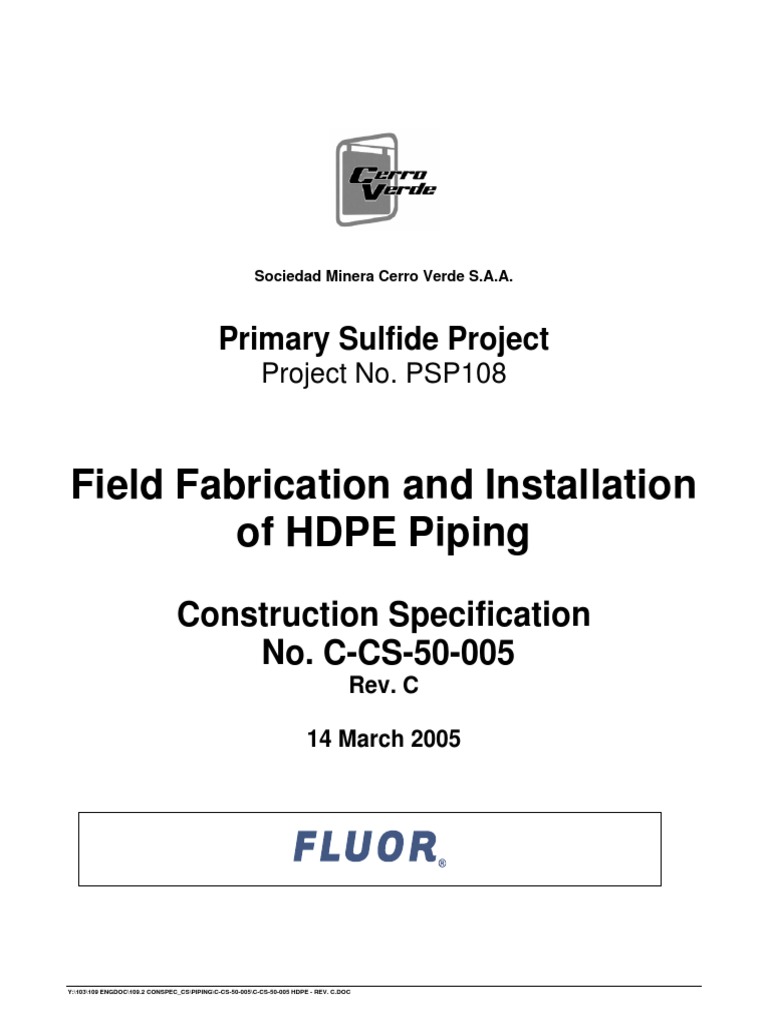 Hdpe Field | PDF | Polyethylene | Pipe (Fluid Conveyance)