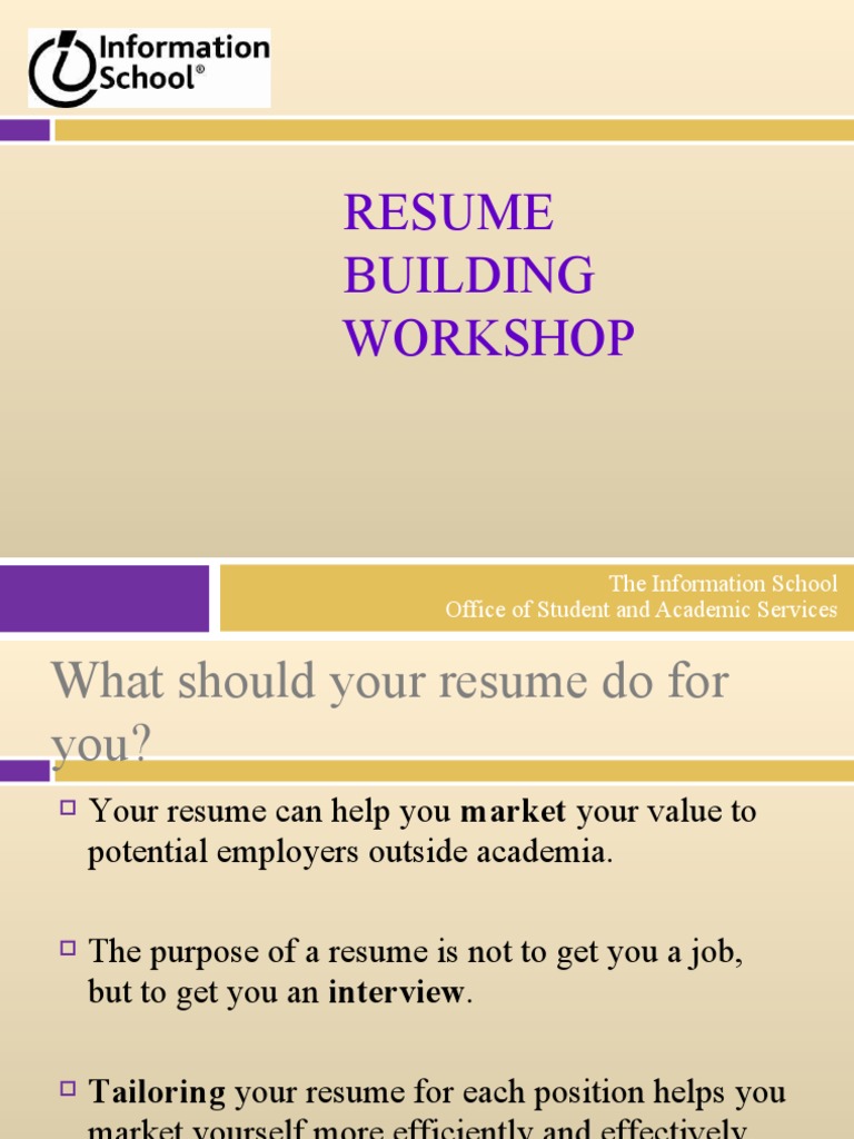 Resume Building Workshop Power | PDF | Résumé