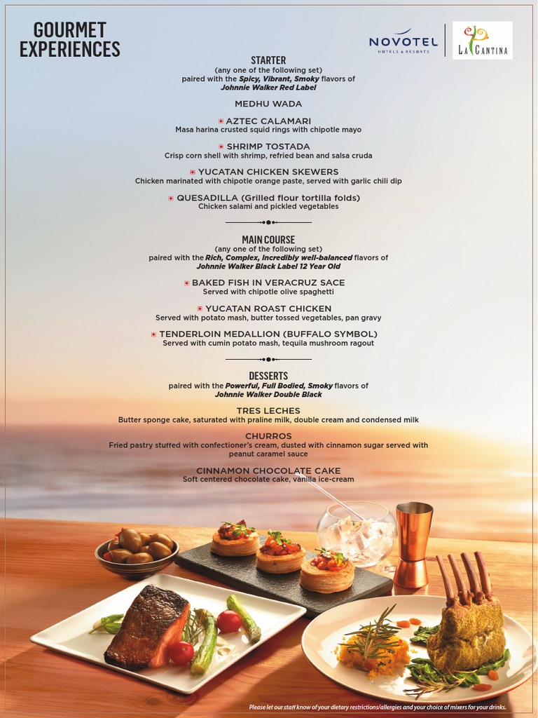 (TRI01344) JW Menu For Novotel HICC - La Cantina Non-Veg A4 (HYD) | PDF ...