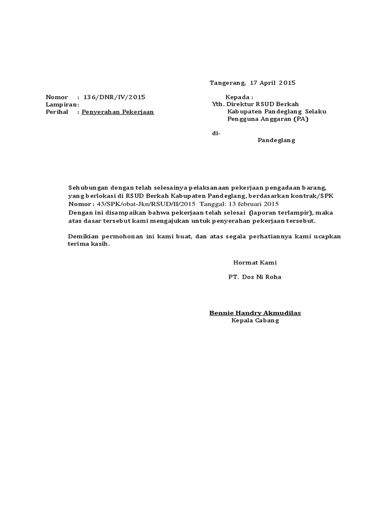 Surat Permohonan Dos Ni Roha | PDF | Bisnis