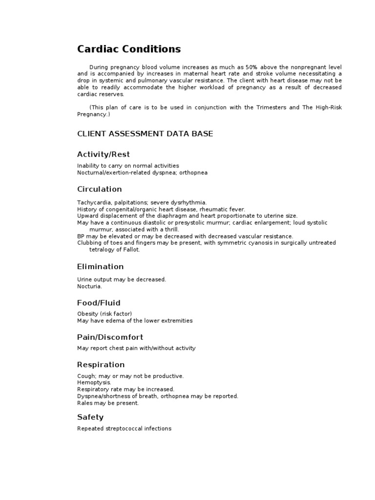 Nursing Care Plan Cardiac Conditions | PDF | Heart Failure | Heart