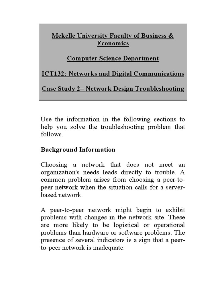 Network Design Case Study 2 | PDF | Network Topology | Troubleshooting