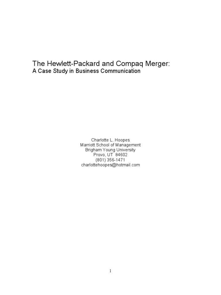 HP-Compaq Merger: A Communication Case Study | PDF | Hewlett Packard ...