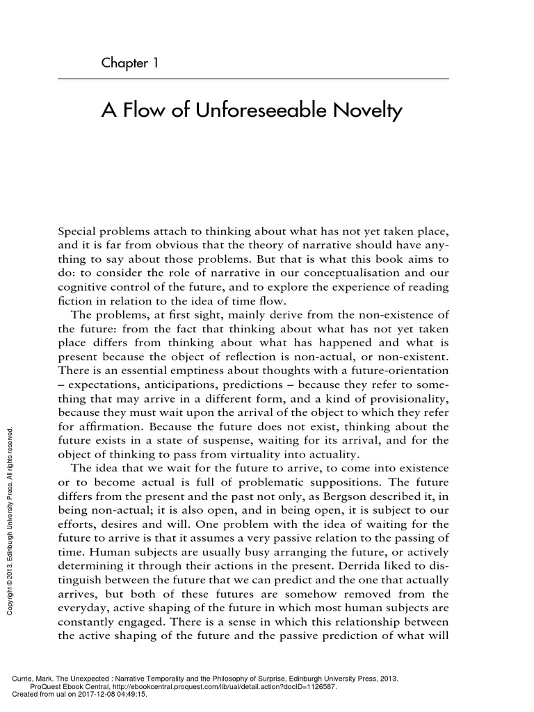 The Unexpected Narrative Temporality and The Philo... - (Chapter 1 A Flow of Unforeseeable ...