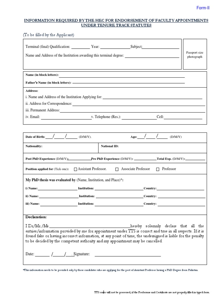 02 Application Form-II | PDF | Doctor Of Philosophy | Postgraduate ...
