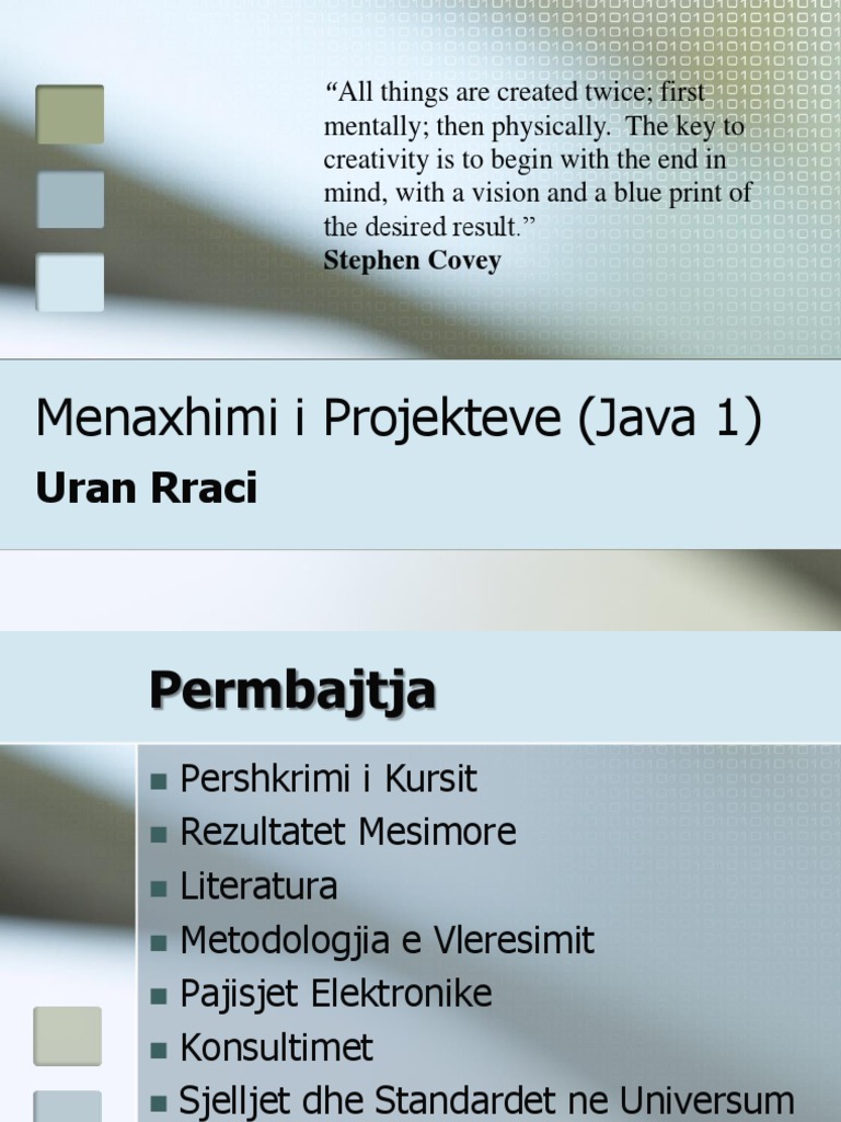 Menaxhimi I Projekteve (Java 1) | PDF