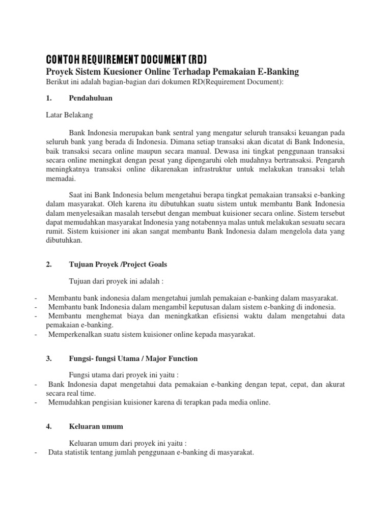 Contoh Requirement Document | PDF