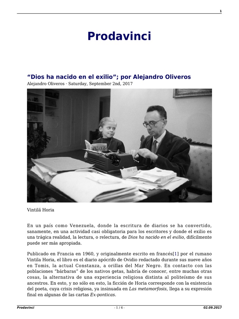 Dios Ha Nacido en El Exilio Por Alejandro Oliveros PDF | PDF | Ovidio ...