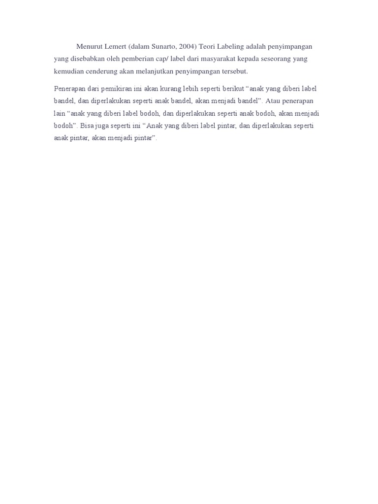 Teori Labeling dan Penyimpangan Sosial | PDF