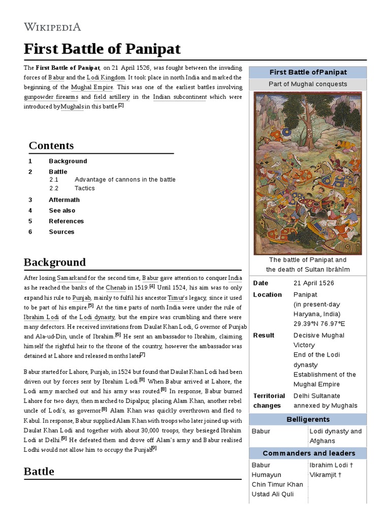 First Battle of Panipat | PDF | Military | Violence