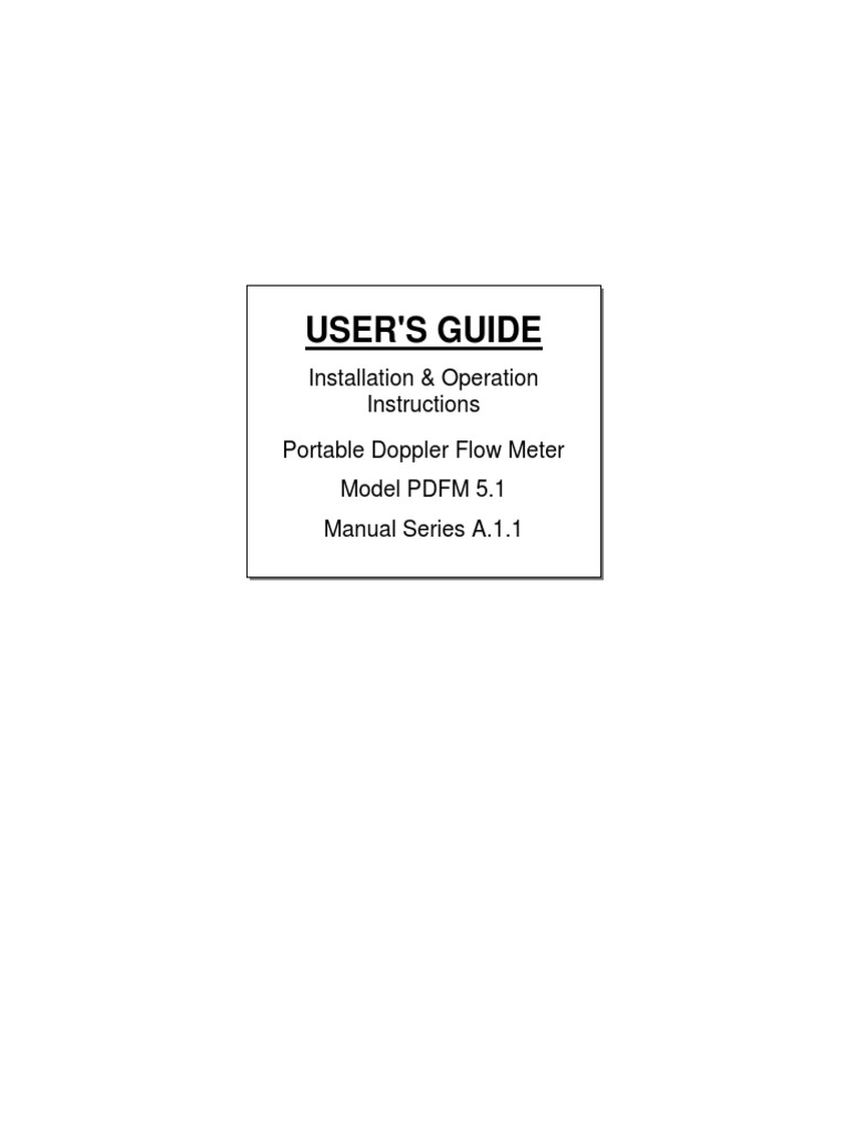 User'S Guide: Installation & Operation Instructions Portable Doppler ...