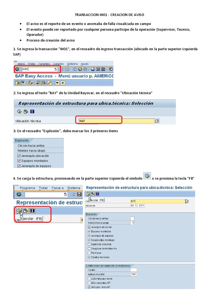 Creación de Aviso en SAP IH01 | PDF | Informática y tecnología de la ...