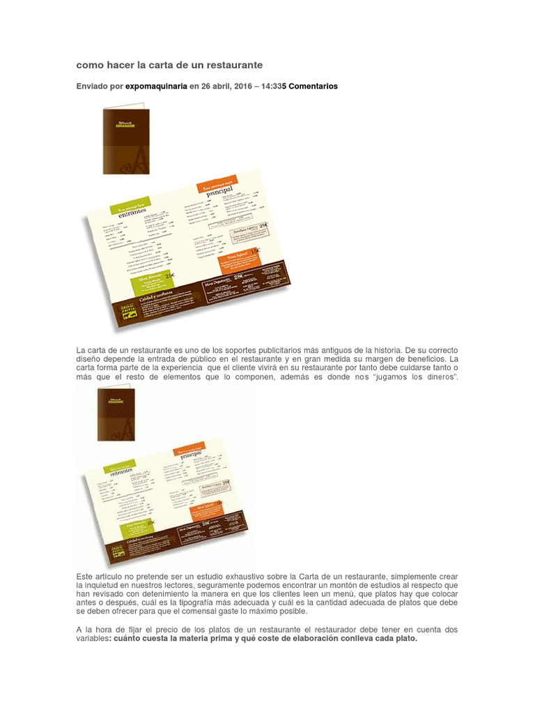 Cómo diseñar una carta de restaurante efectiva que maximice las ventas ...