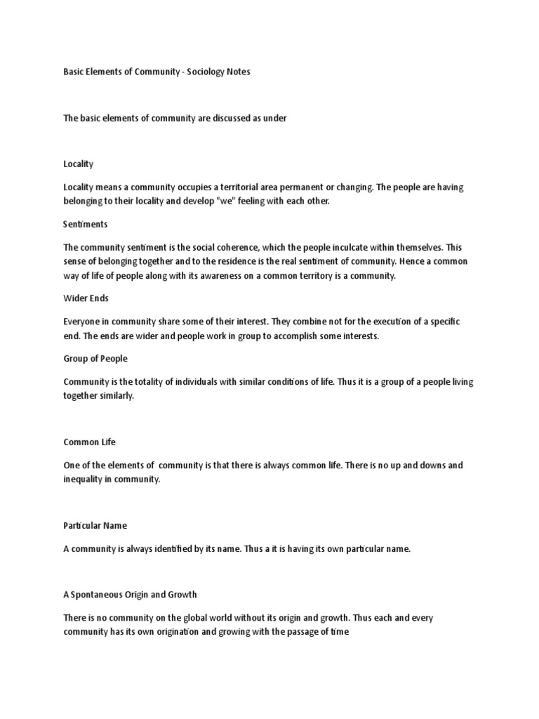 Basic Elements of Community | PDF