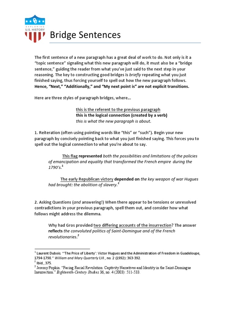 Bridge Sentences | PDF | Abolitionism | Sentence (Linguistics)