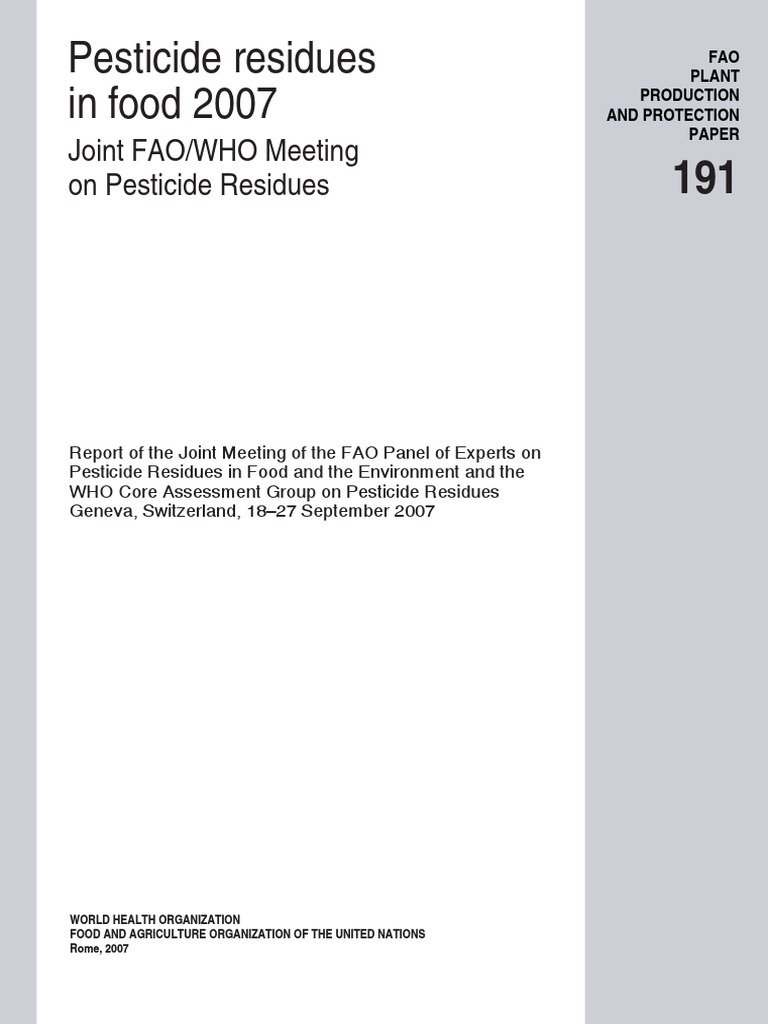 JMPR 2007 Report PDF | PDF | World Health Organization | Pesticide