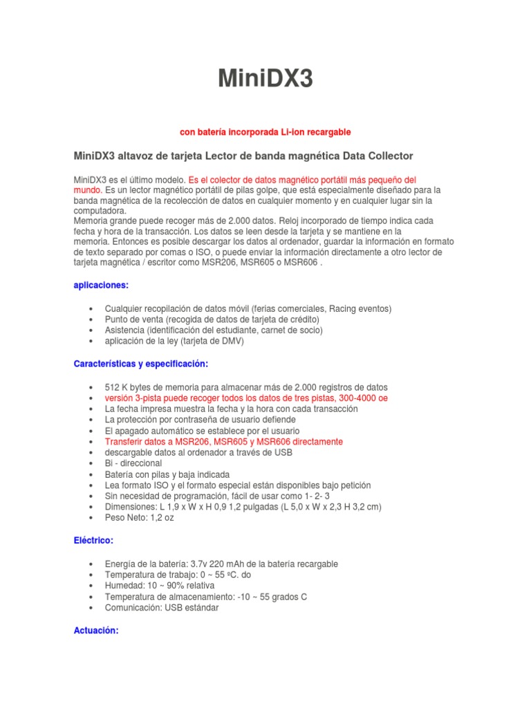 Mini DX3 | PDF | Almacenamiento de datos de la computadora | Batería ...