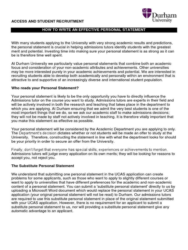 Write An Effective Personal Statement | PDF | University And College ...