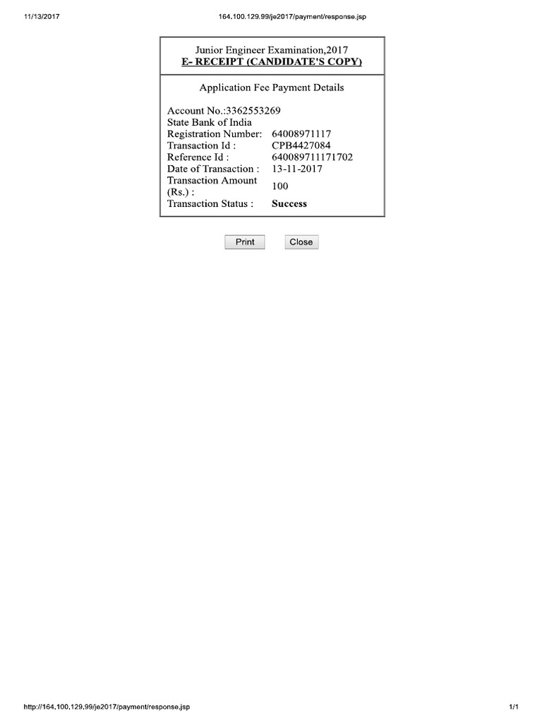 SSC Payment Receipt | PDF