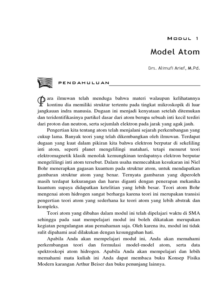Fisika Kuantum Model Atom Hidrogen PDF | PDF