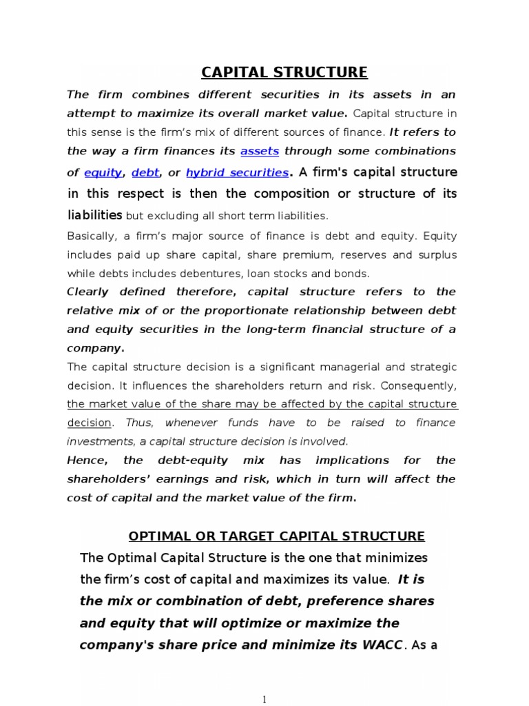 Optimal Capital Structure: Maximizing Firm Value Through An Optimal ...
