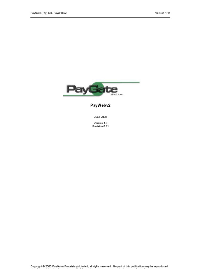 PayGate PayWebv2 v1.11 | PDF | Visa Inc. | Credit Card