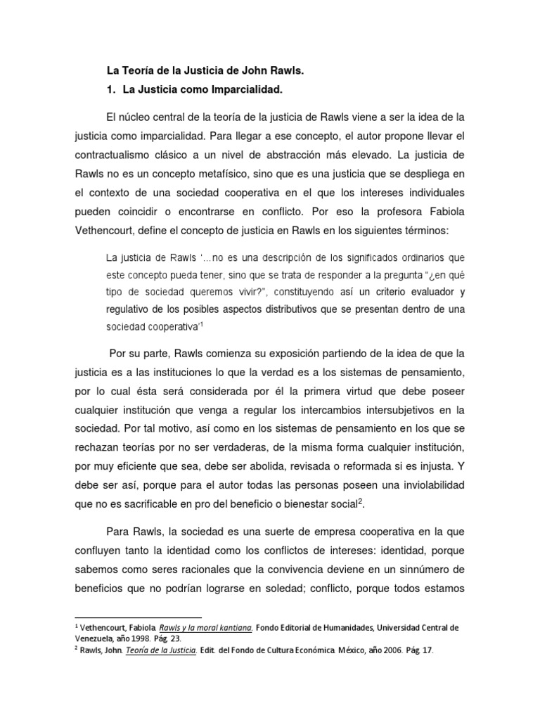 Rawls Resumen | PDF | John Rawls | Justicia