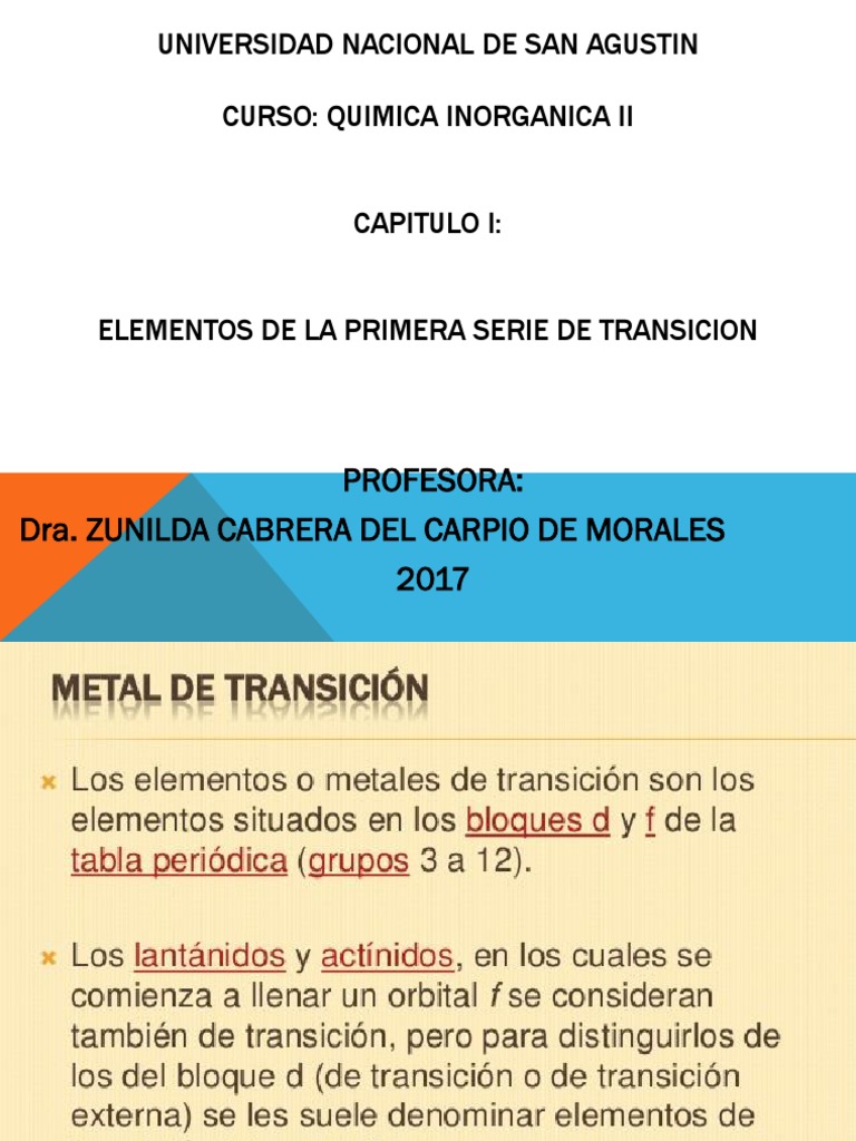 Elementos de La Primera Serie de Transicion para Publicar-1-1 | PDF | Metales de transición ...