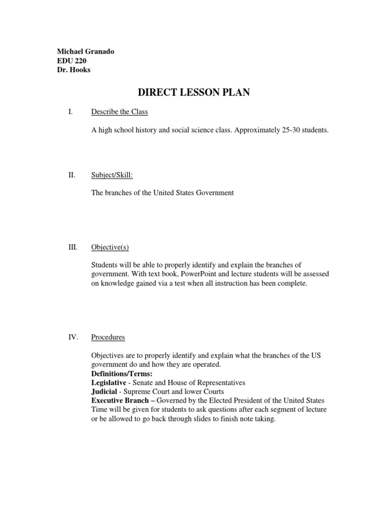 Direct Lesson Plan | PDF