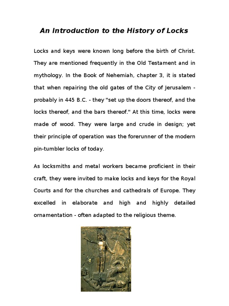 History and Evolution of Locks | PDF | Lock (Security Device) | Survey ...