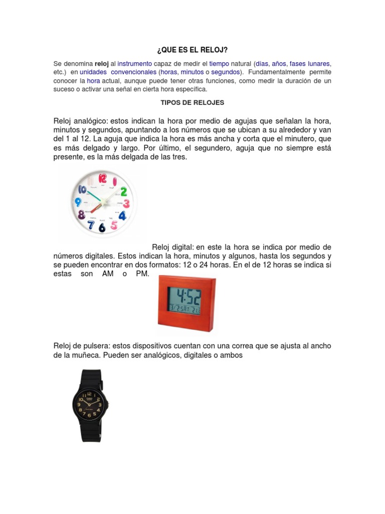 Que Es El Reloj | PDF | Reloj | Horología