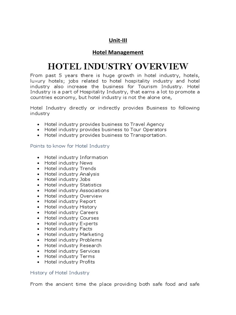 Unit III (Hospitality Management) | PDF | Hotel | Resort