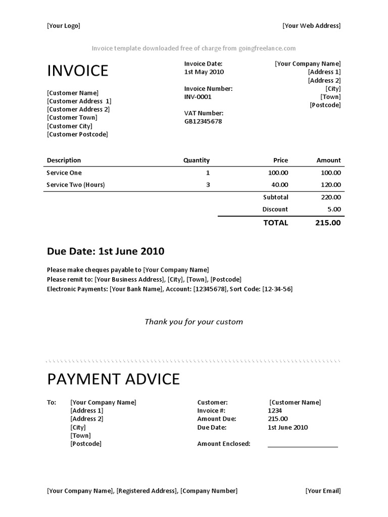 Goingfreelance Invoice Template | PDF