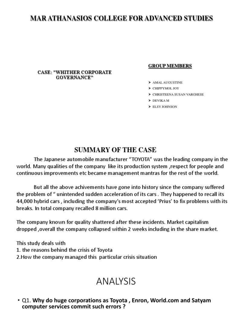 Case Study Ib-3 | PDF | Crisis Management | Toyota