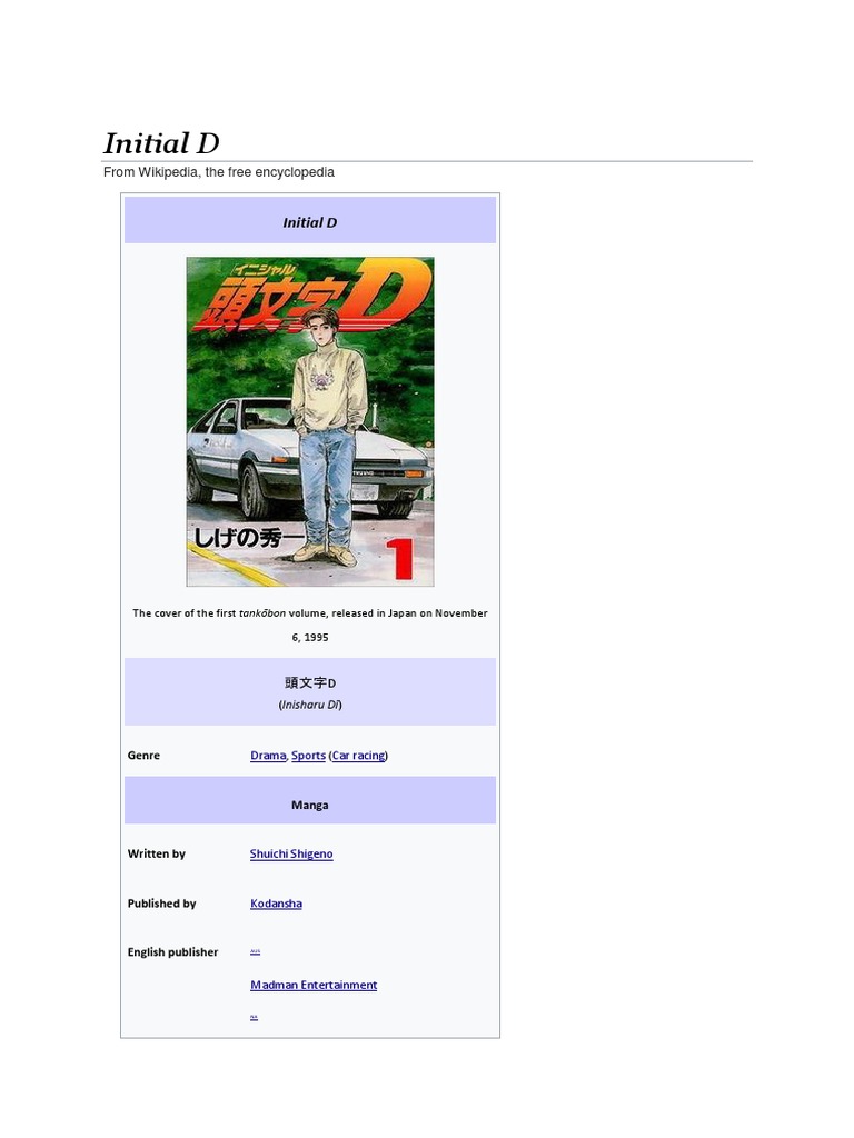 Initial D Pdf Animation Leisure