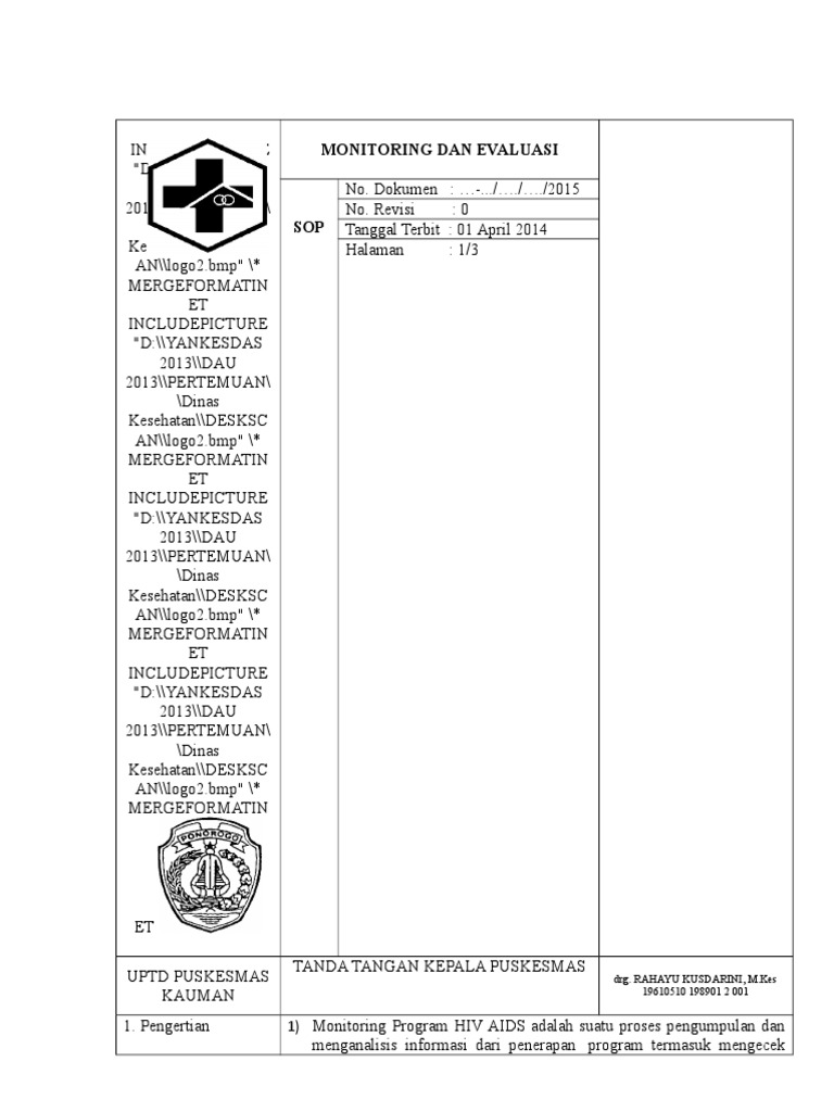 Sop Monev Program Hiv | PDF