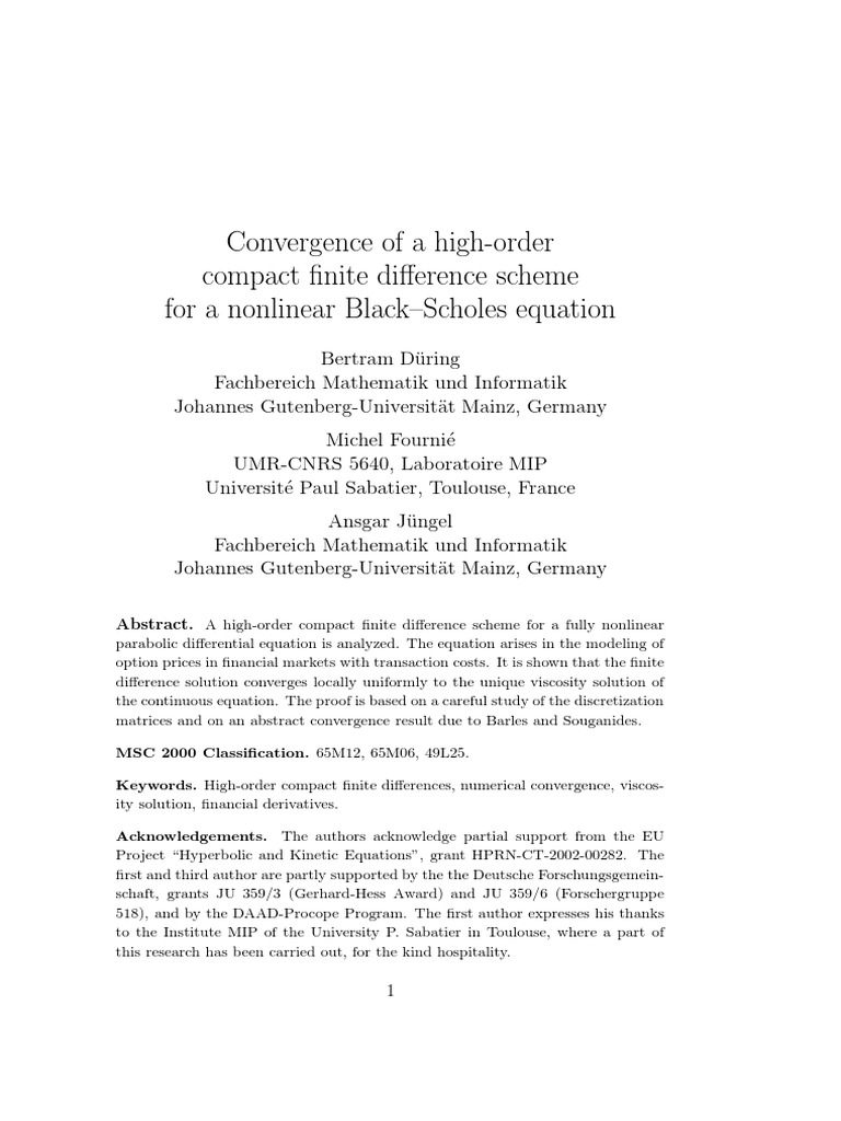Convergence Of A High Order Compact Finite Difference Scheme For A