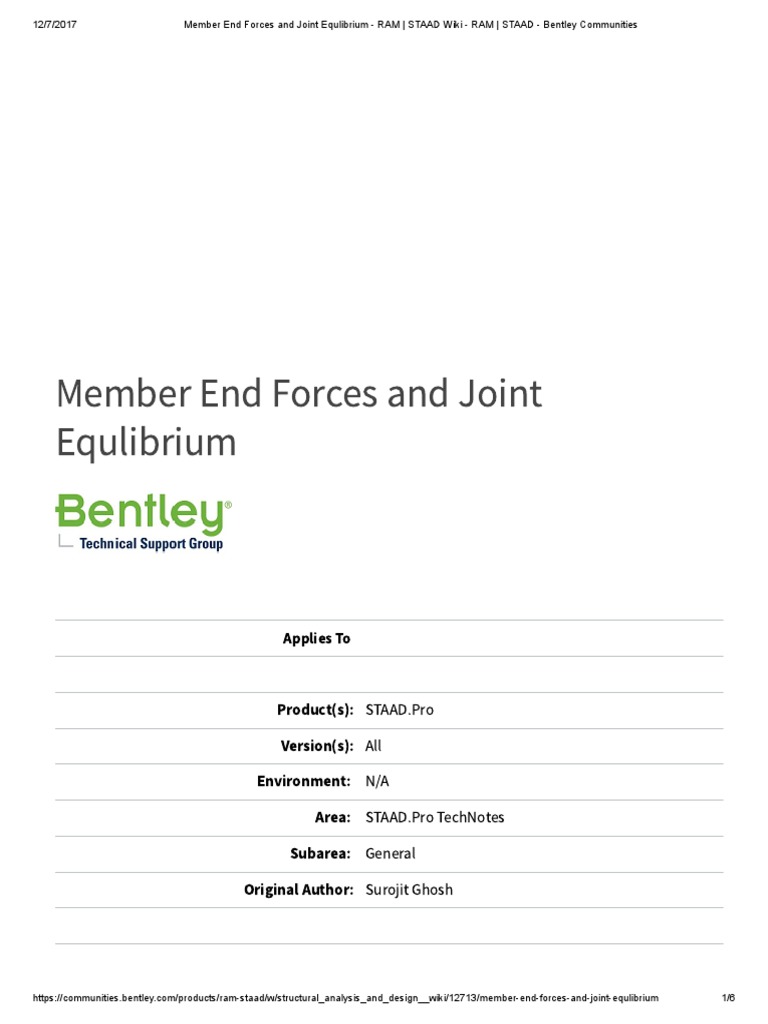 Member End Forces and Joint Equlibrium - RAM - STAAD Wiki - RAM - STAAD ...