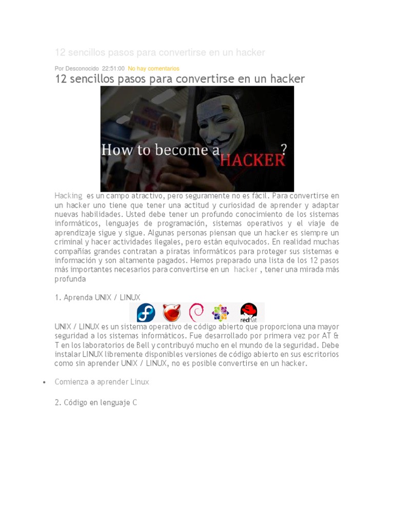 12 Sencillos Pasos para Convertirse en Un Hacker | PDF | C (lenguaje de ...