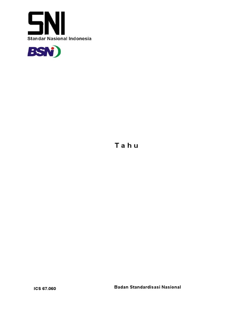 SNI Tahu | PDF