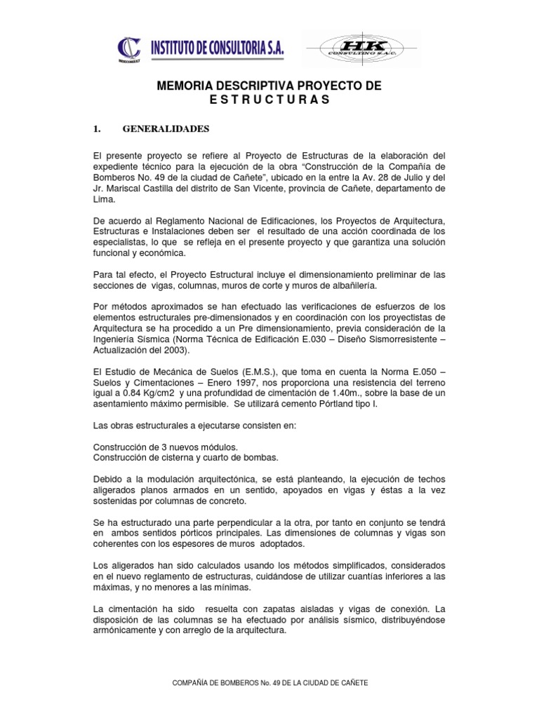 M. D. Estructuras | PDF | Fundación (Ingeniería) | Hormigón