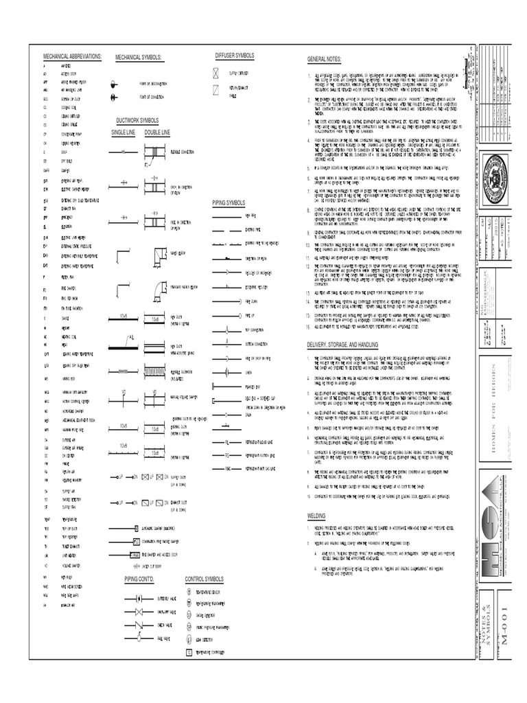 Mechanical Symbols: Mechanical Abbreviations: General Notes: Diffuser ...