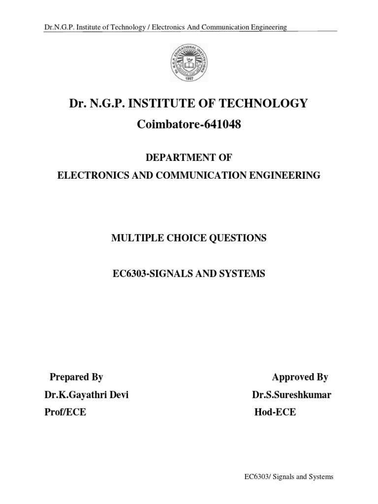 Signals and Systems MCQ Question Bank | PDF | Systems Theory ...