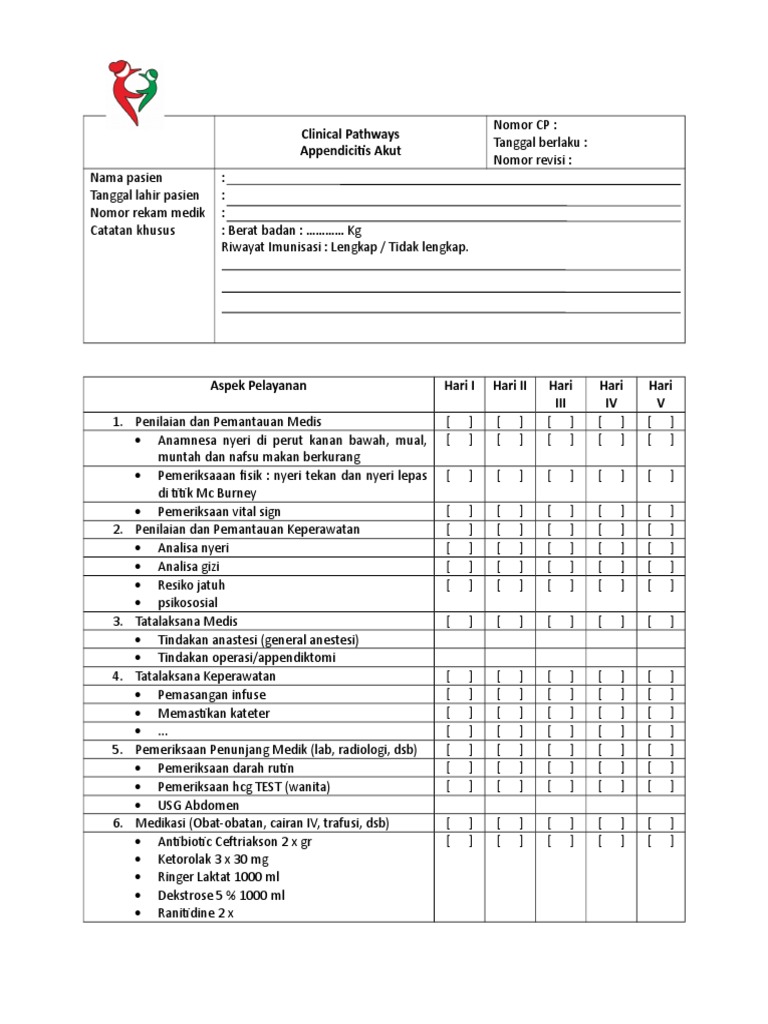 Clinical Pathways Appendicitis Akut | PDF