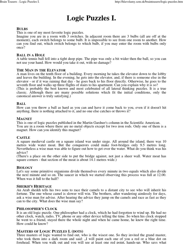 Brain Teasers | PDF