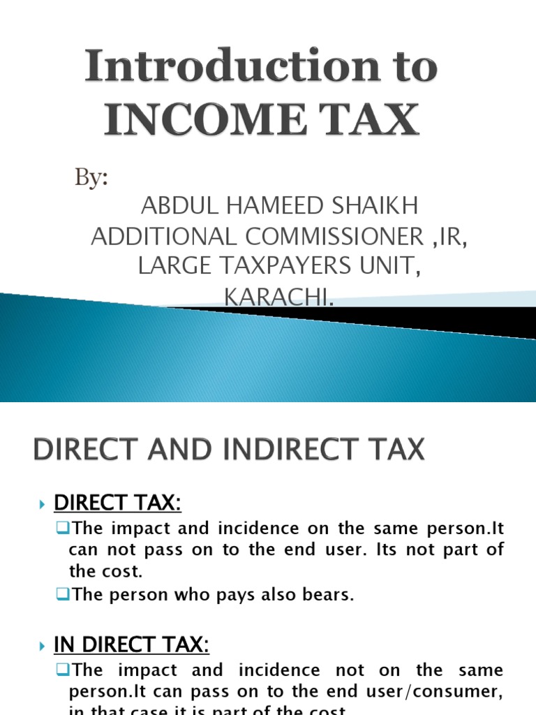 Income Tax Introduction Final | Tax Deduction | Taxes